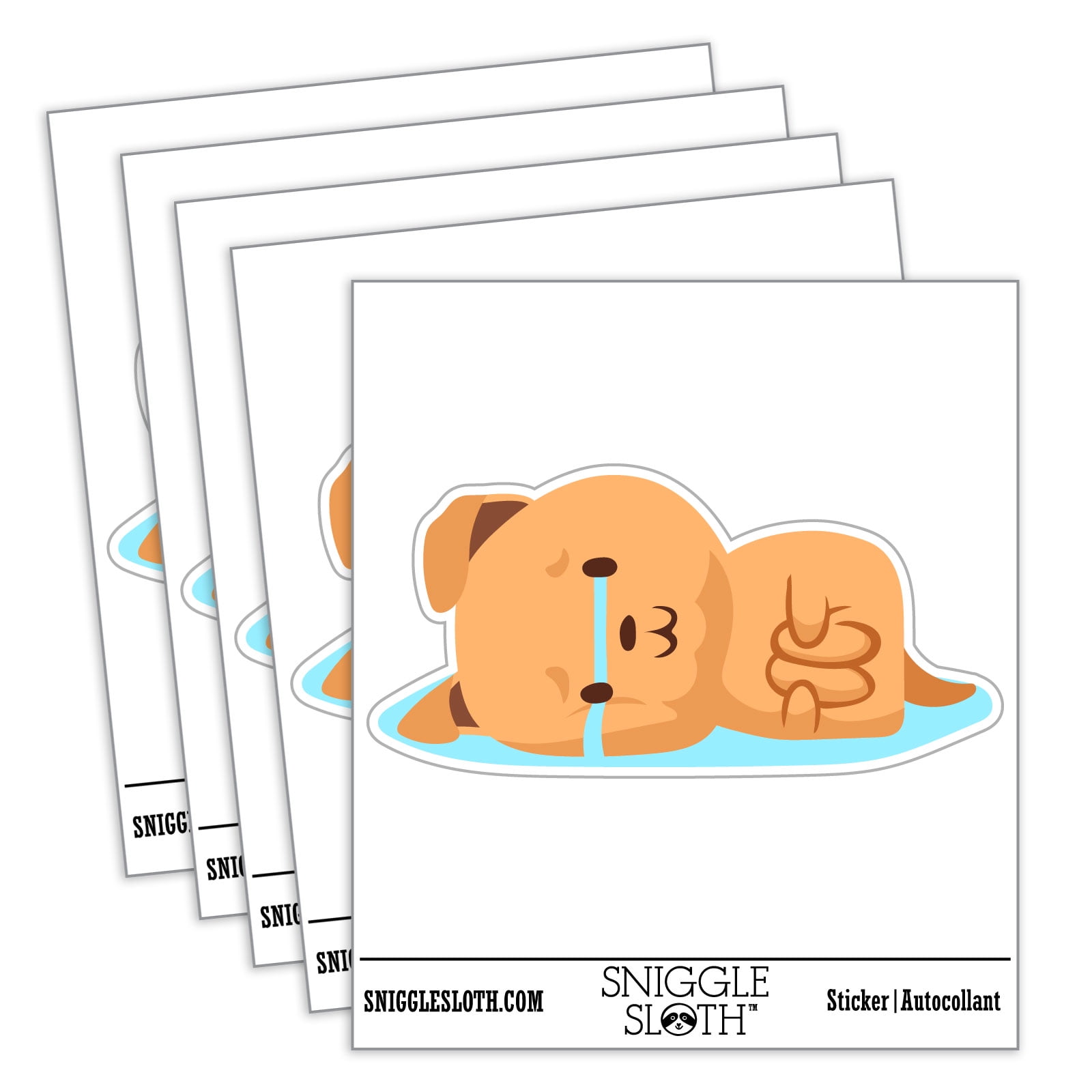 Sad Puppy Dog Crying Curled Car Window Bumper Water Bottle Phone Tablet ...