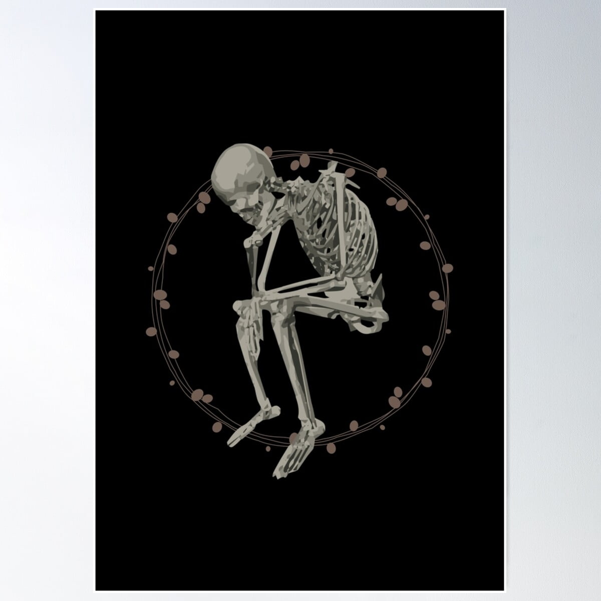 Sad Skeleton - A Melancholic Vintage Gothic Skeleton Art Poster Wall ...
