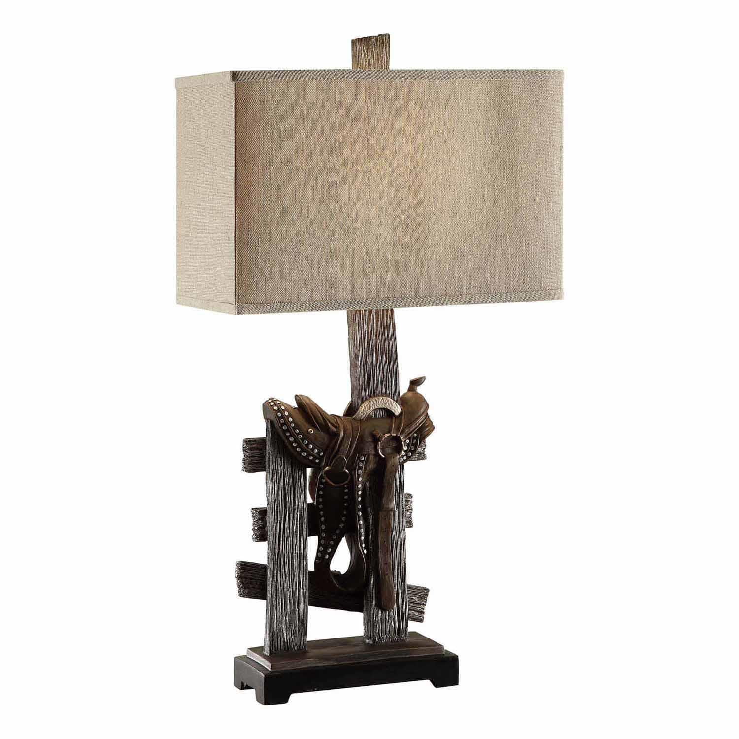 Saddle 32-Inch Table Lamp, Rustic Wood - Walmart.com