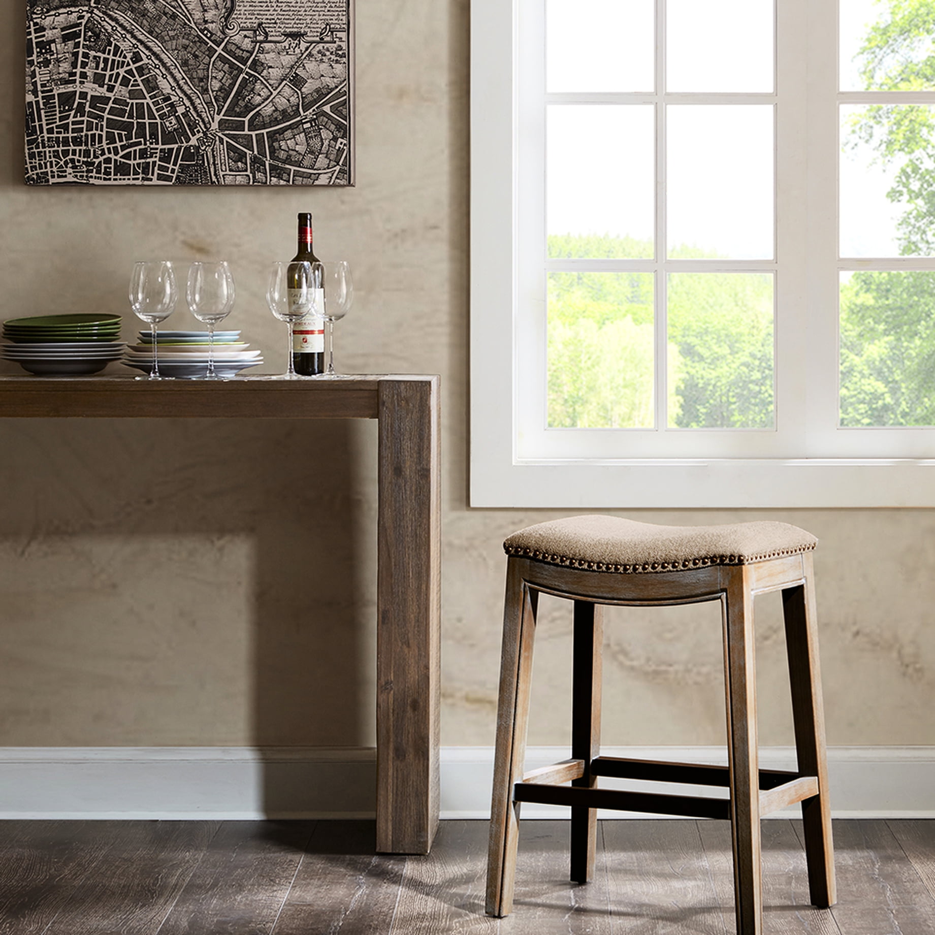 Saddle Counter Stool With Cover And Metal Base Foam Copper Nail Head ...