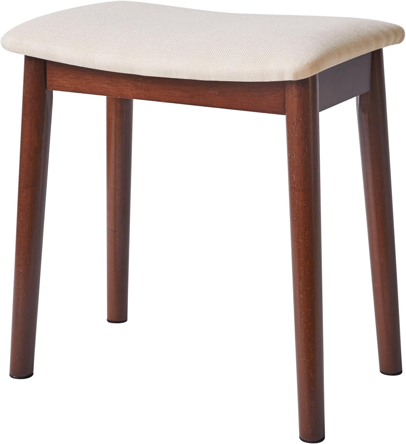 Saddle Cushion Vanity Stool Chair, Foot Rest Stool with Solid Wood Legs ...
