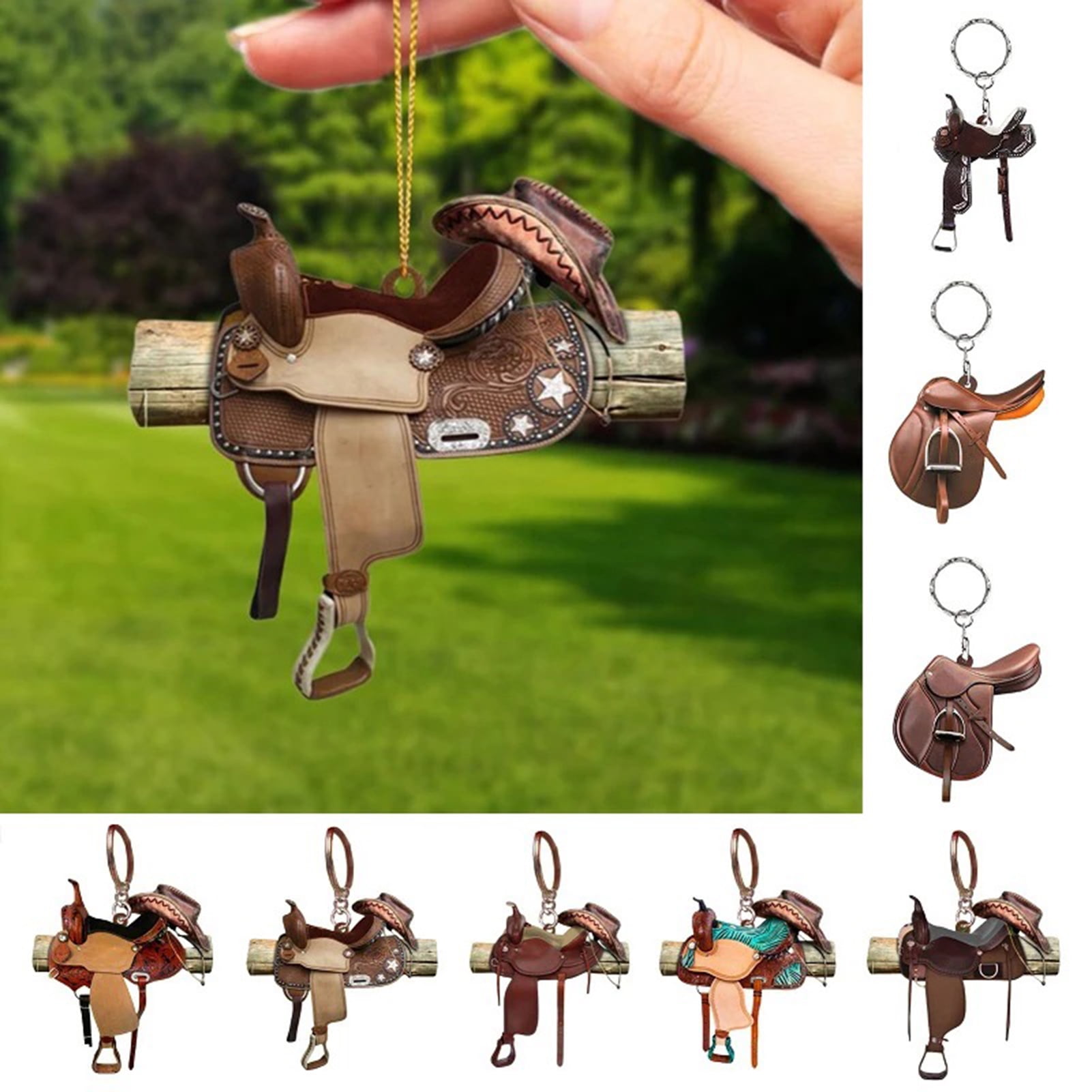 Saddle Keychain Acrylic Car Pendant, Horse Saddle Car Ornament ...
