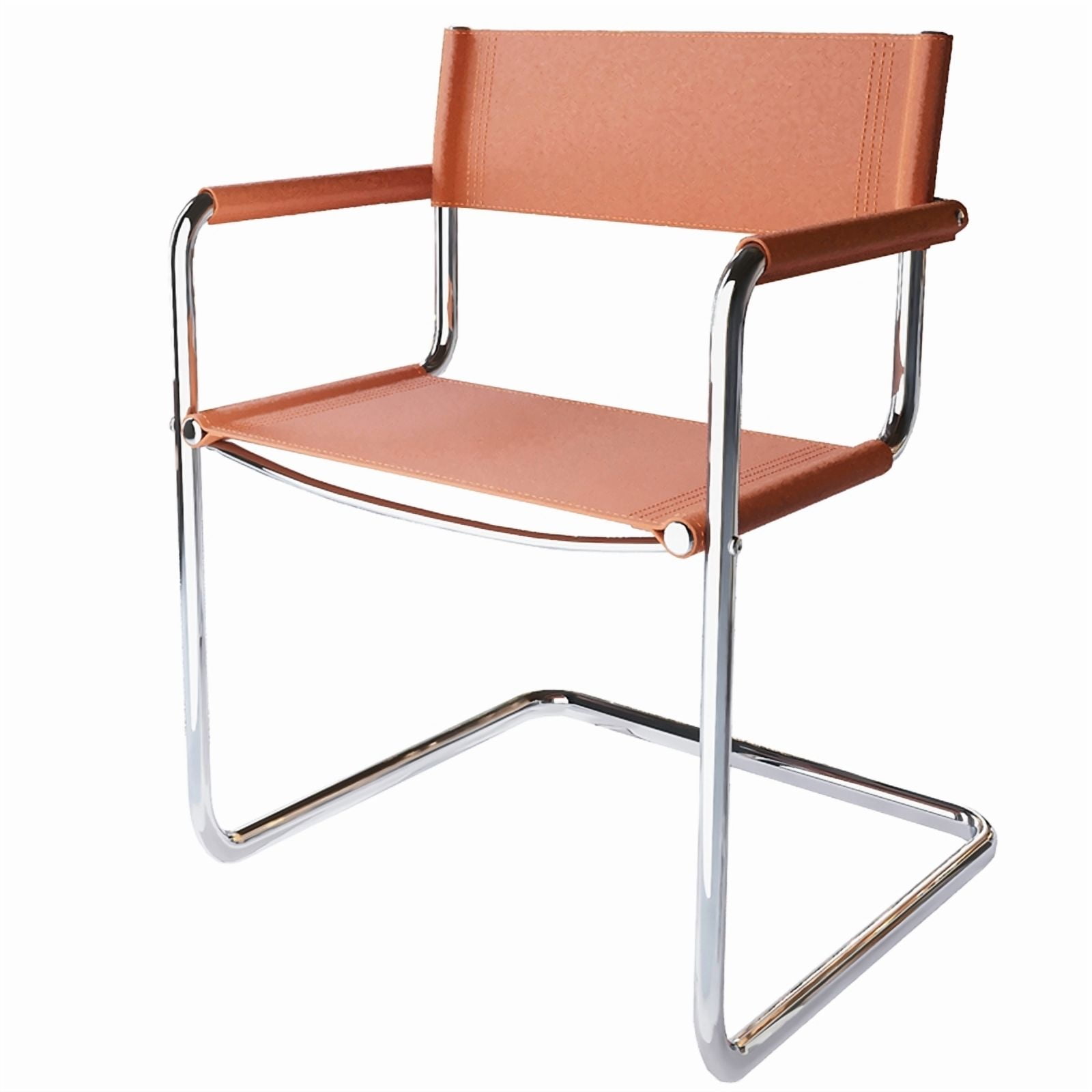 Saddle Leather Accent Chair Stainless Steel Arm Chair Dining Chair ...