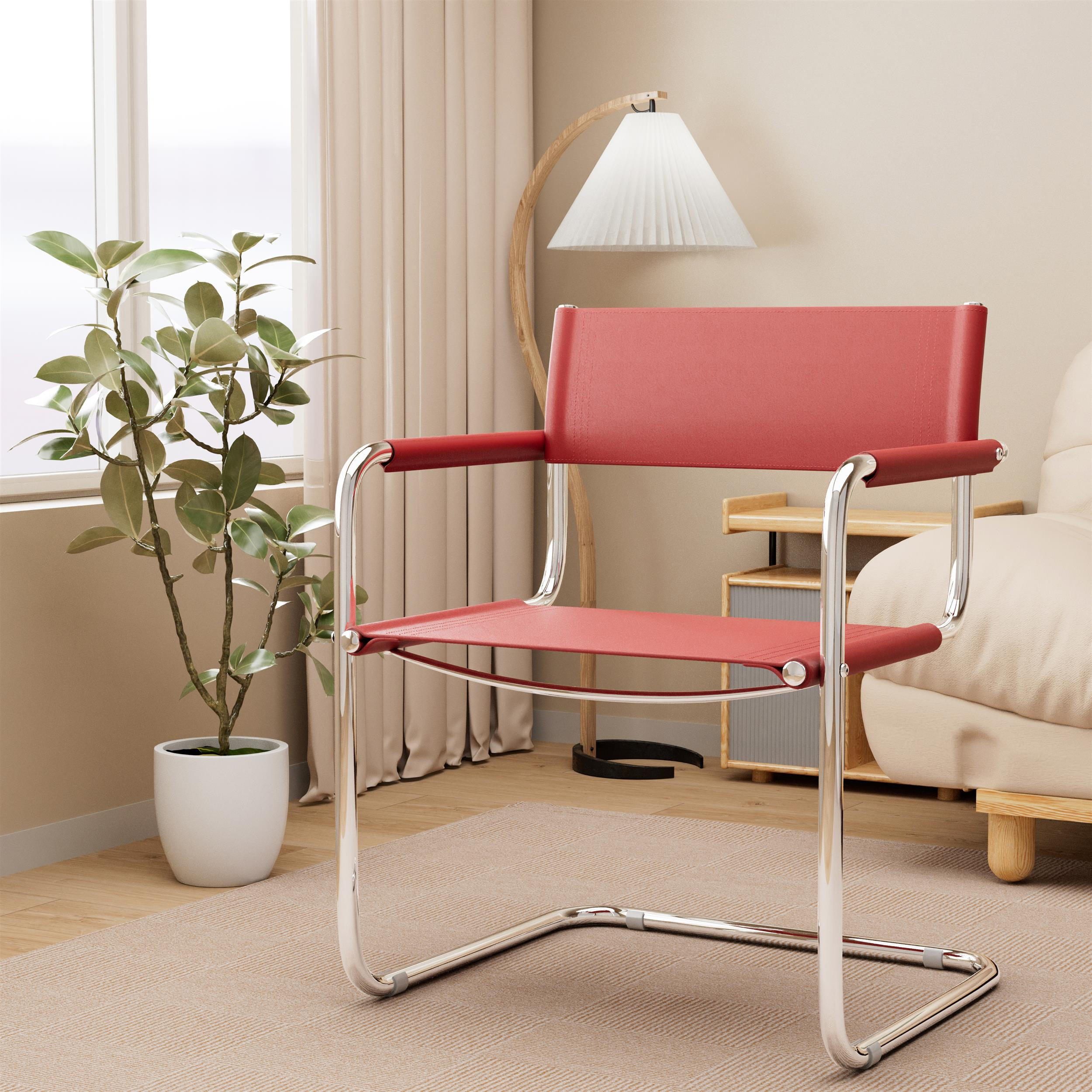Saddle Leather Accent Chair Stainless Steel Arm Chair Dining Chair ...