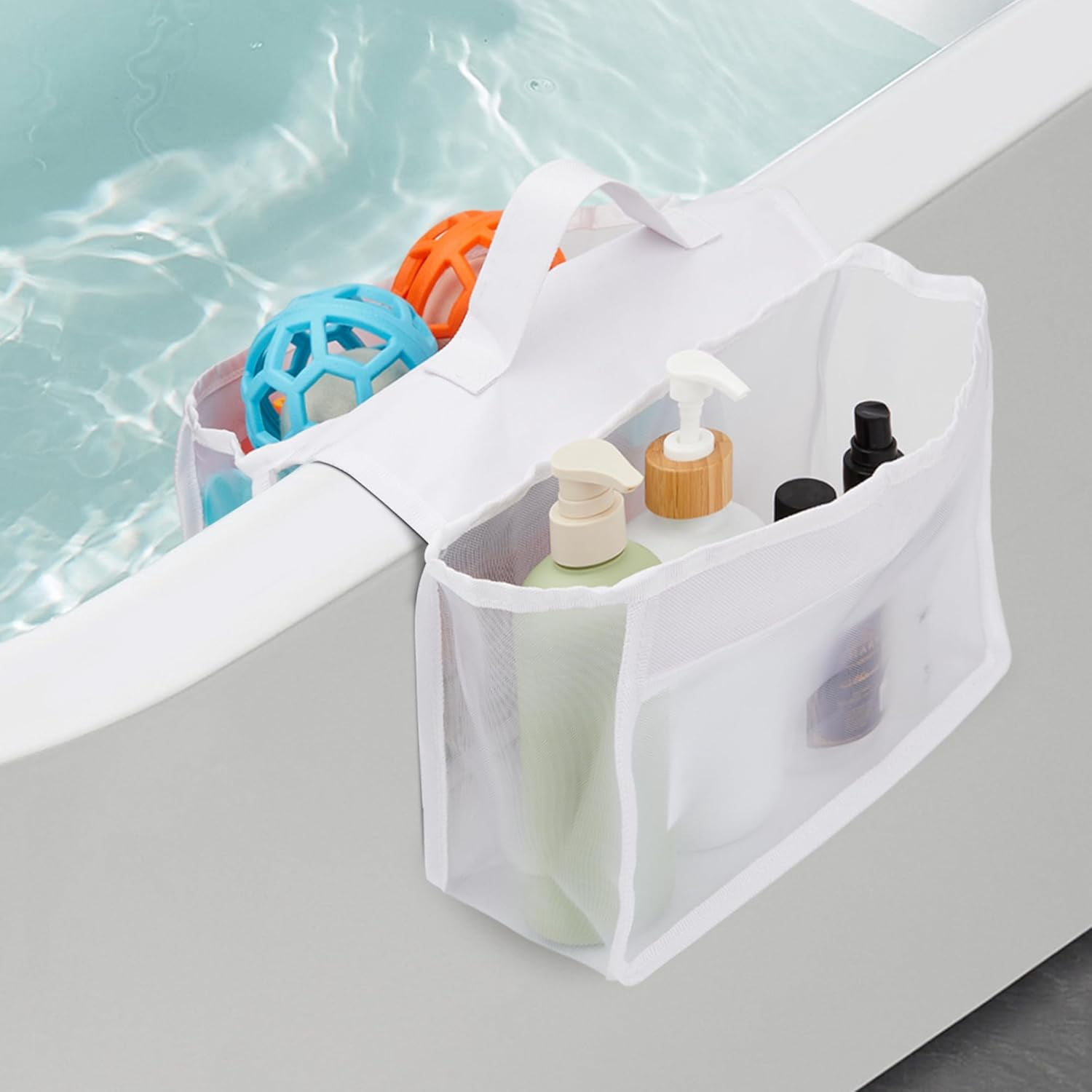 Saddle Shape Bath Organizer, 2 Compartments Wide Opening Bathtub Holder ...