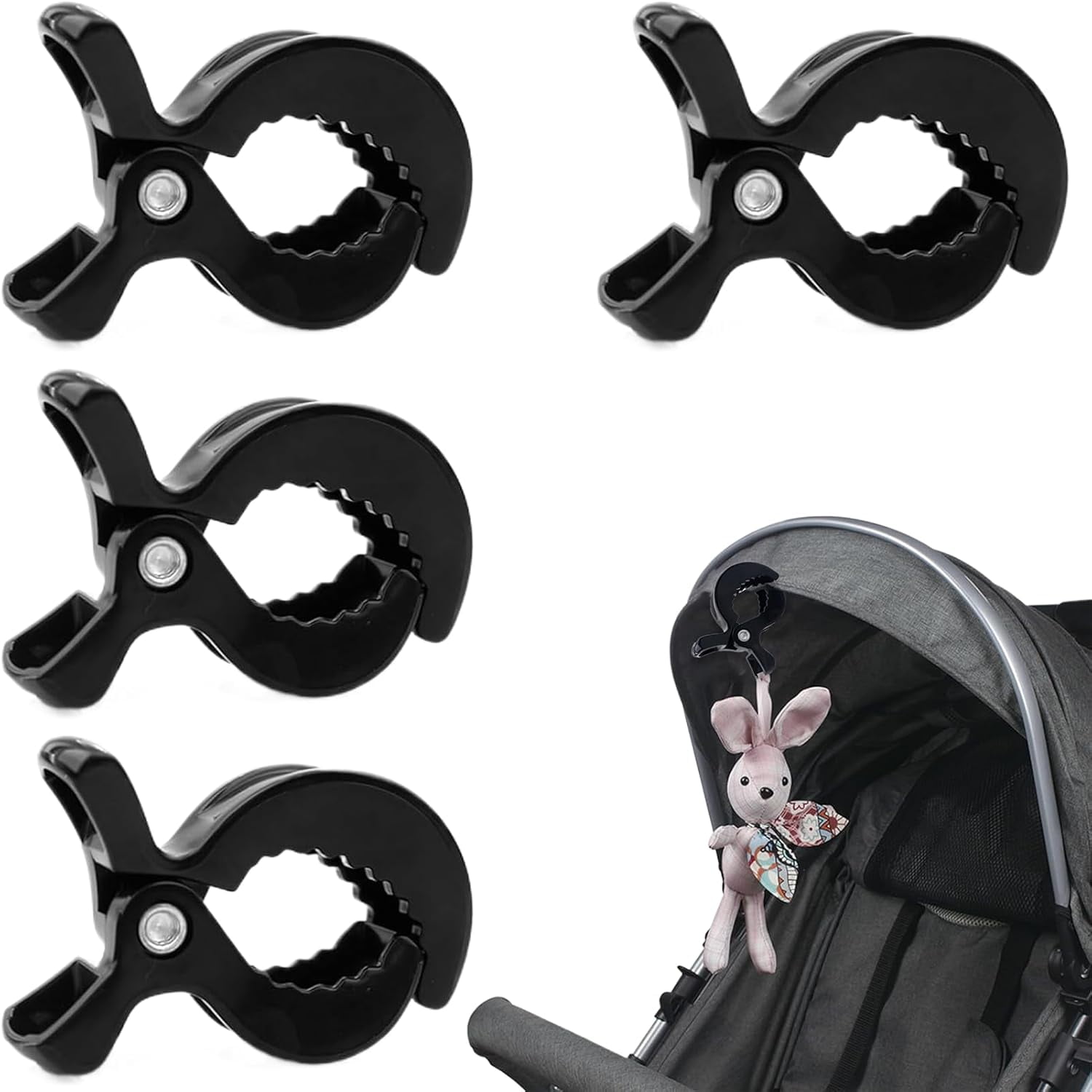 4 Pieces Stroller Clips Universal, Clips for Attaching Toys, Stroller ...