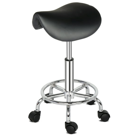 Saddle-shaped 360°Rotating Bar Stool, PU Leather Sponge Plastic Stool ...