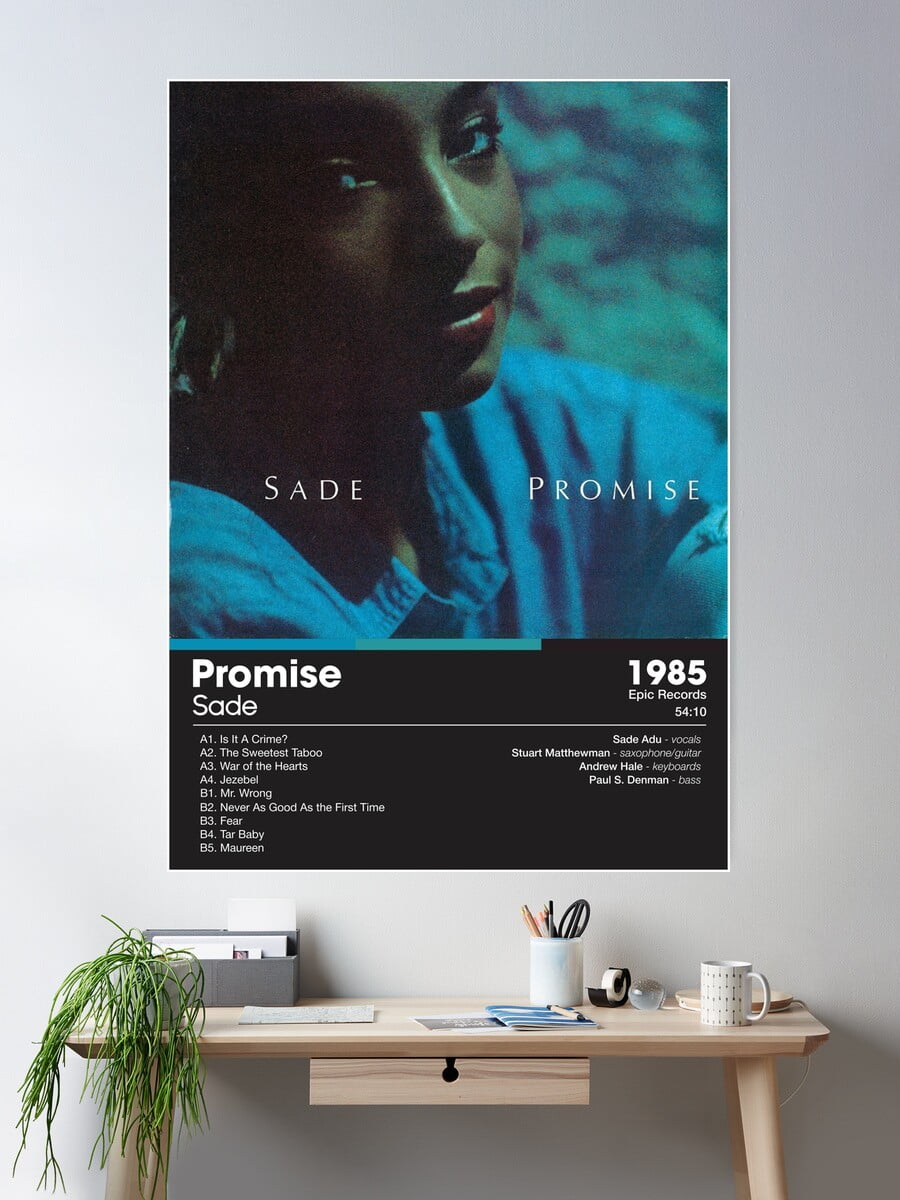 Sade - Promise | Album Card (Dark) Poster Wall Art, Modern Wall Decor ...