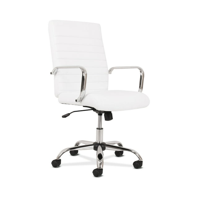 Sadie Executive Computer Chair- Fixed Arm for Office Desk, White ...