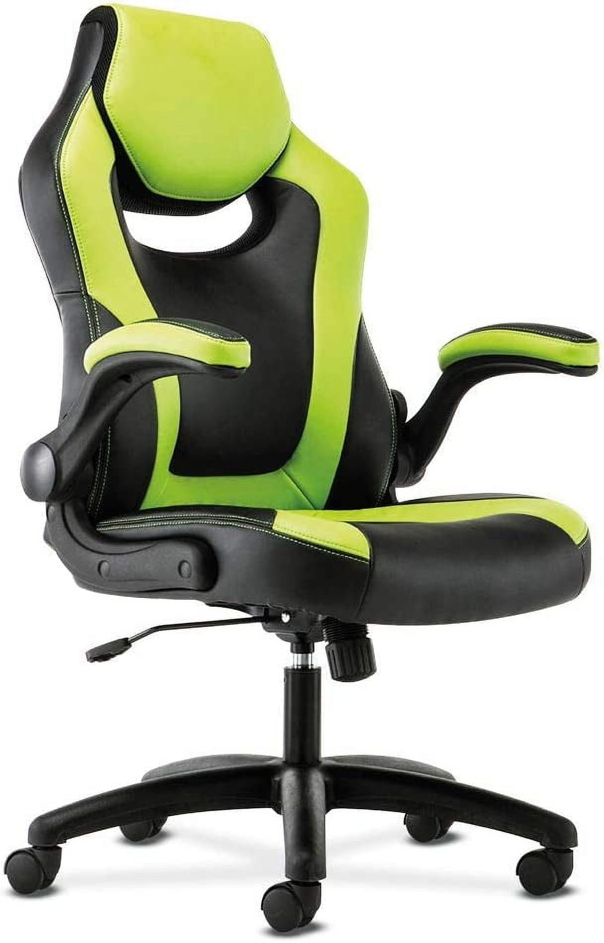Sadie Racing Gaming Computer Chair- Flip-Up Arms Black and Gray Leather ...