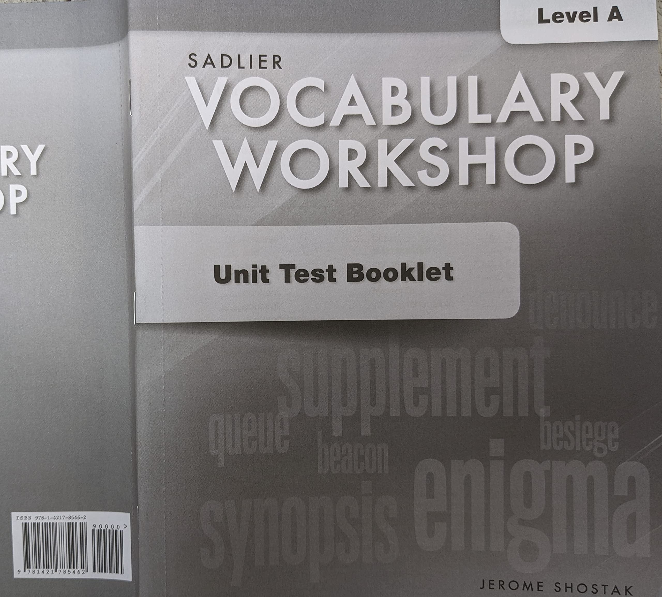 Sadlier Oxford Vocabulary Workshop Unit Test Booklet Level A ...