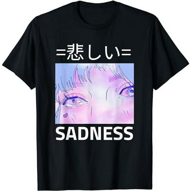 Sadness Anti Social Japanese Text Aesthetic Vaporwave Anime T-Shirt ...