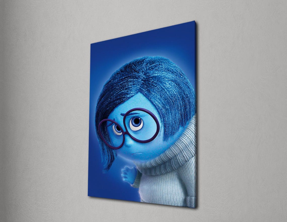 Sadness Wall Art, Blue Pixar Print, Emotional Character Poster, Kids ...