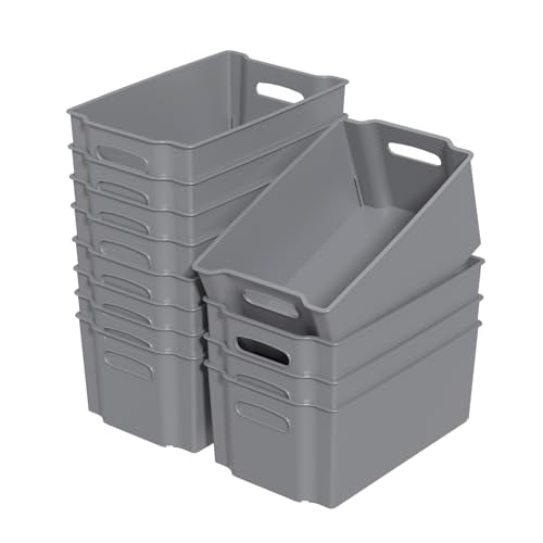 Sadstory 12 Packs Plastic Stackable Pantry Storage Bin, Kitchen ...