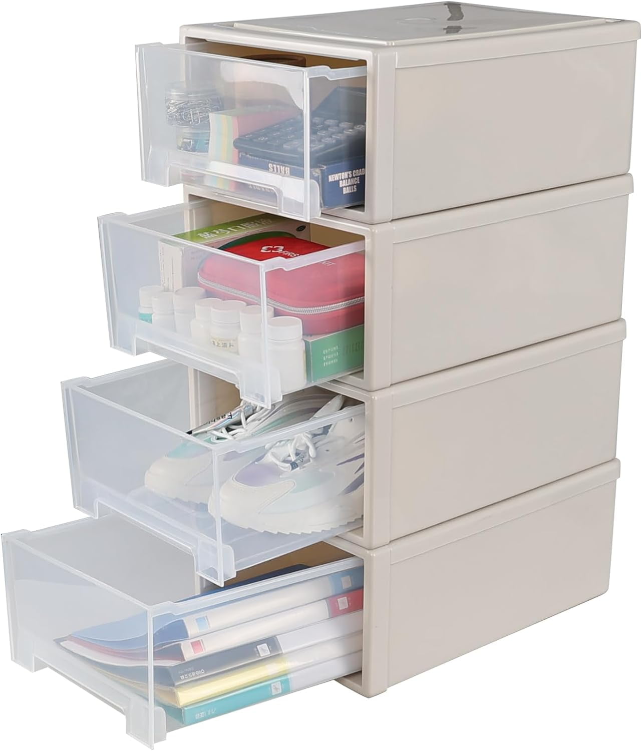Sadstory 18 Quart Plastic Stacking Storage Drawers, Stackbale Drawers ...