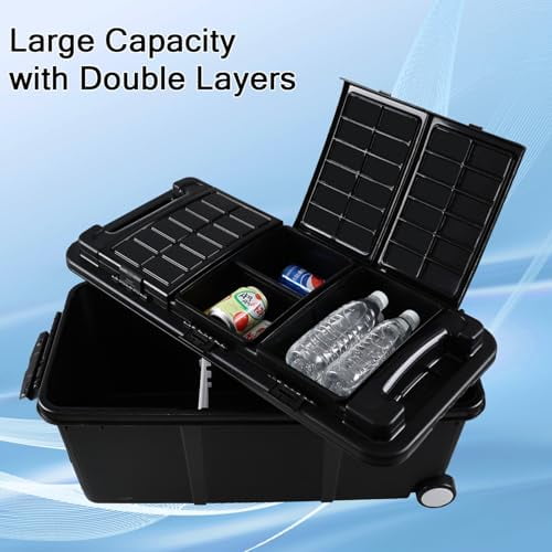 Sadstory 20 Gallons Trunk Bed Bin with Wheels, Heavy-duty Industrial ...