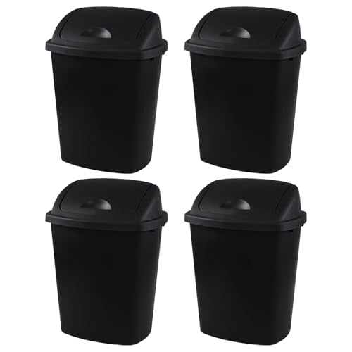 Sadstory 6 Gallon Plastic Swing Top Trash Can, Plastic Waste Basket ...