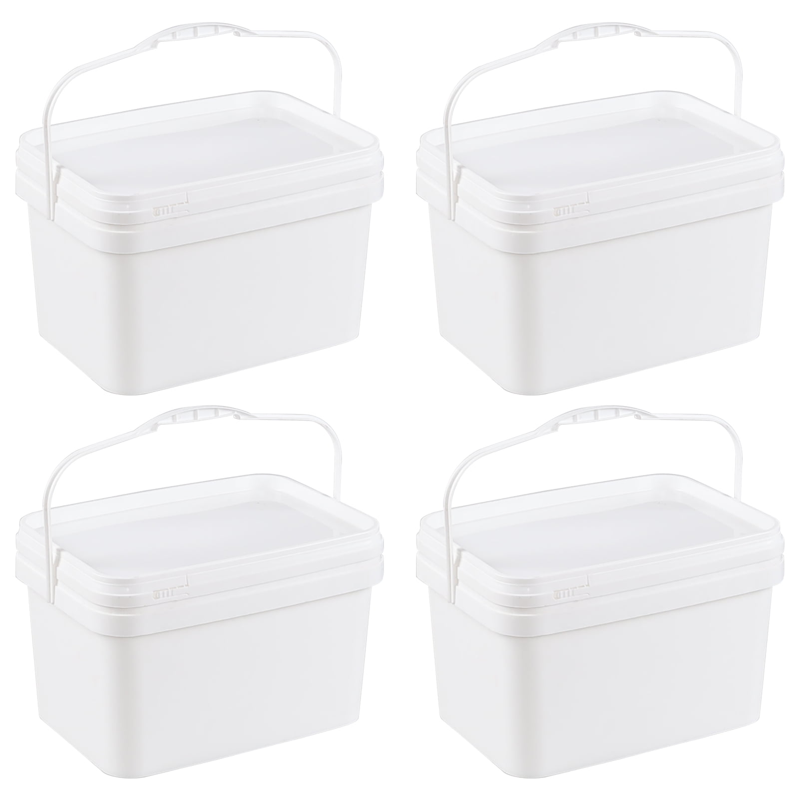 Saedy 2.6 Gallon Food Grade Bucket with Lid, Rectangular Plastic Buckets for Storage, White, 4 ...