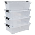 Saedy 20 Liter Clear Plastic Under Bed Storage Boxes with Wheels ...