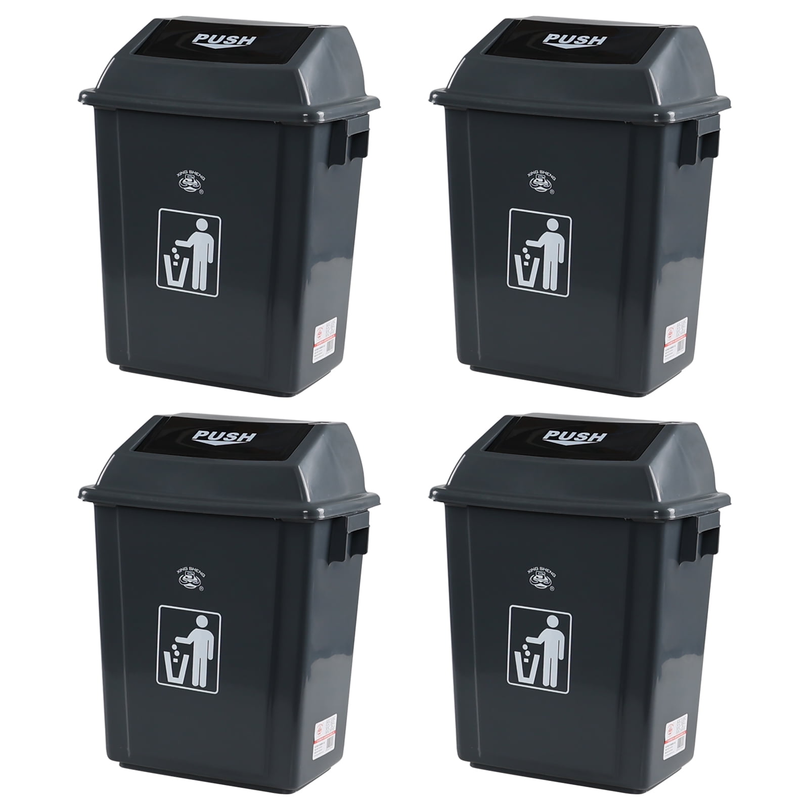 Saedy 20 Liter Gray Garbage Bin with Swing Cover, Plastic Kitchen Trash ...