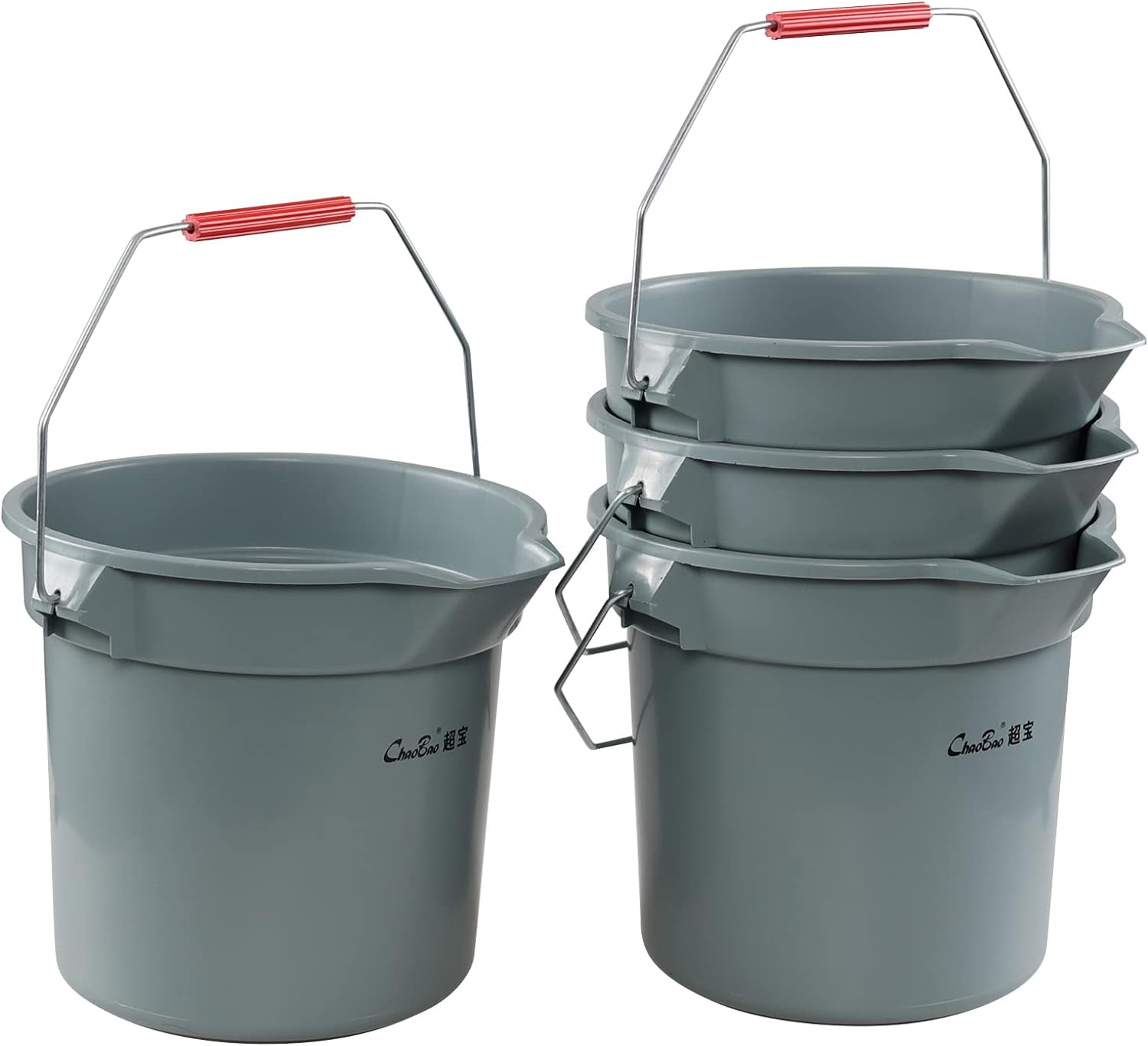 Saedy 4 Pack Round Commercial Cleaning Bucket, 14 Quart Plastic Water ...