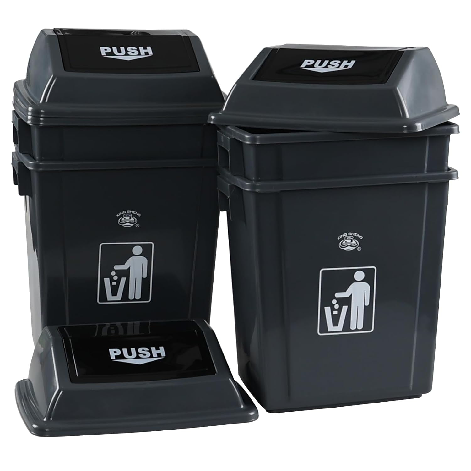 Saedy 6 Gallon Garbage Trash Can with Swing Lid, 4 Pack Office Garbage ...