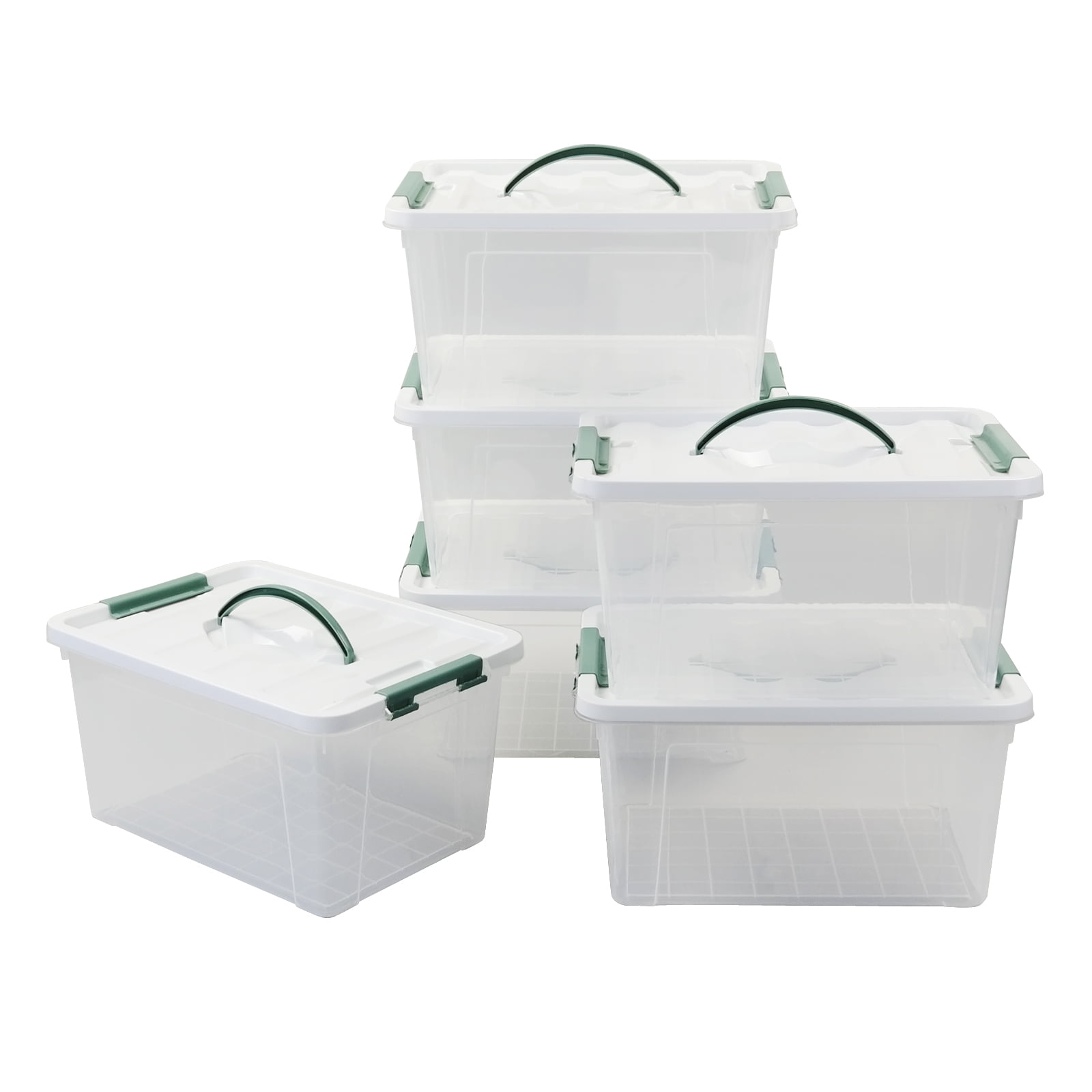 Saedy 6-Pack 14 Quart Plastic Storage Bin with Handle, Clear Storage ...
