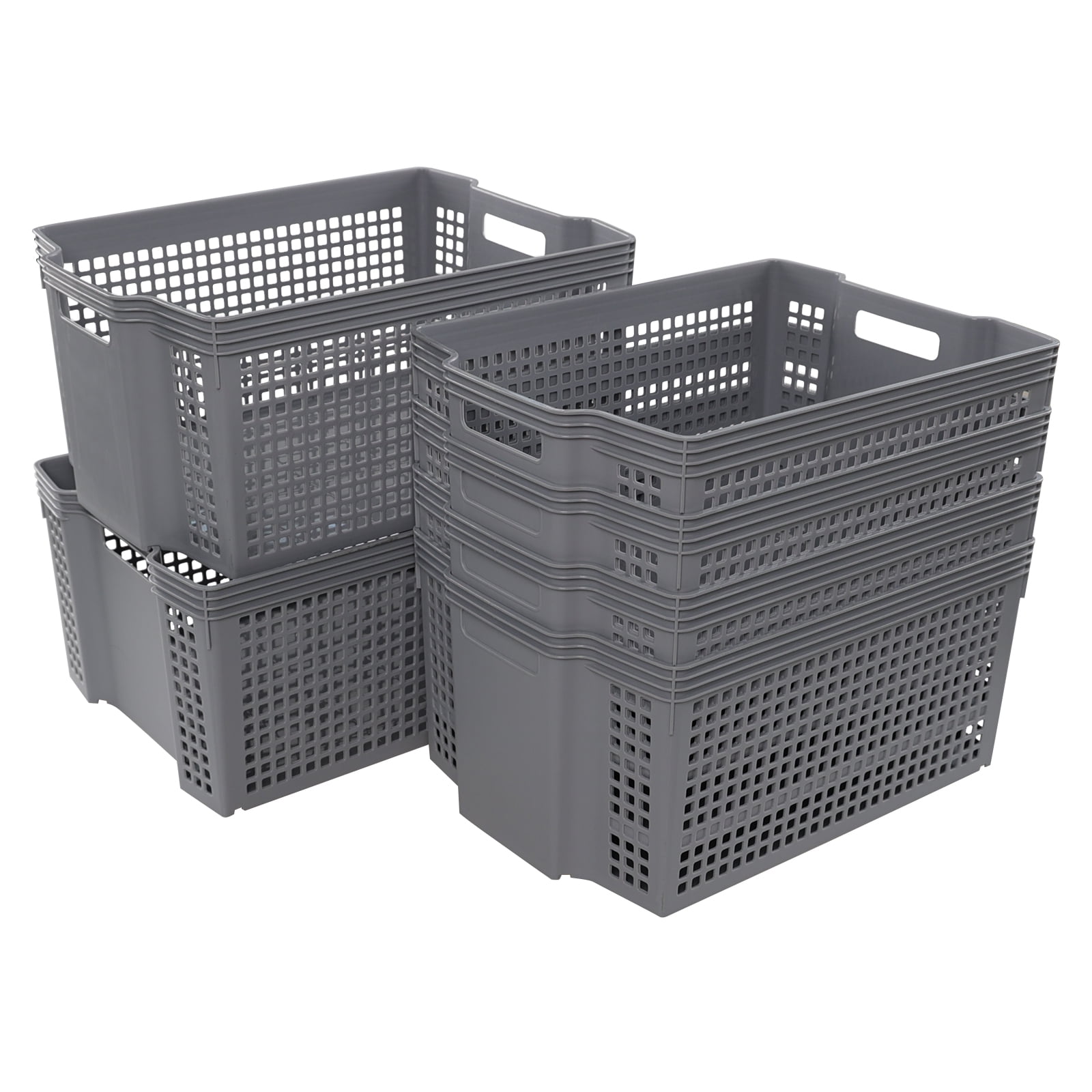 Saedy 6 Pack Large Plastic Baskets for Organizing, Stackable Storage ...