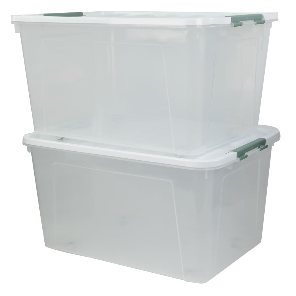 Saedy 85 Quart Plastic Storage Bins with Wheels, Large Clear Latching ...