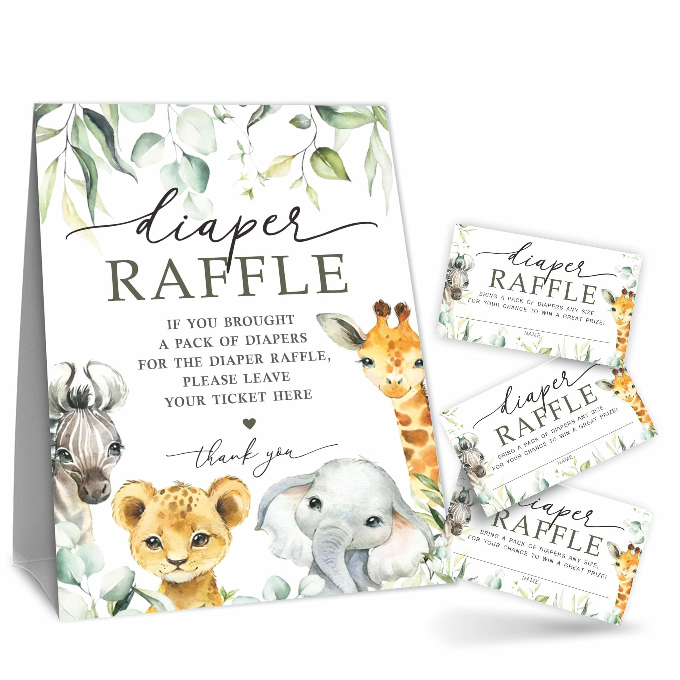 Safari Adventure Diaper Raffle Game Kit for Baby Showers - Includes 1 ...