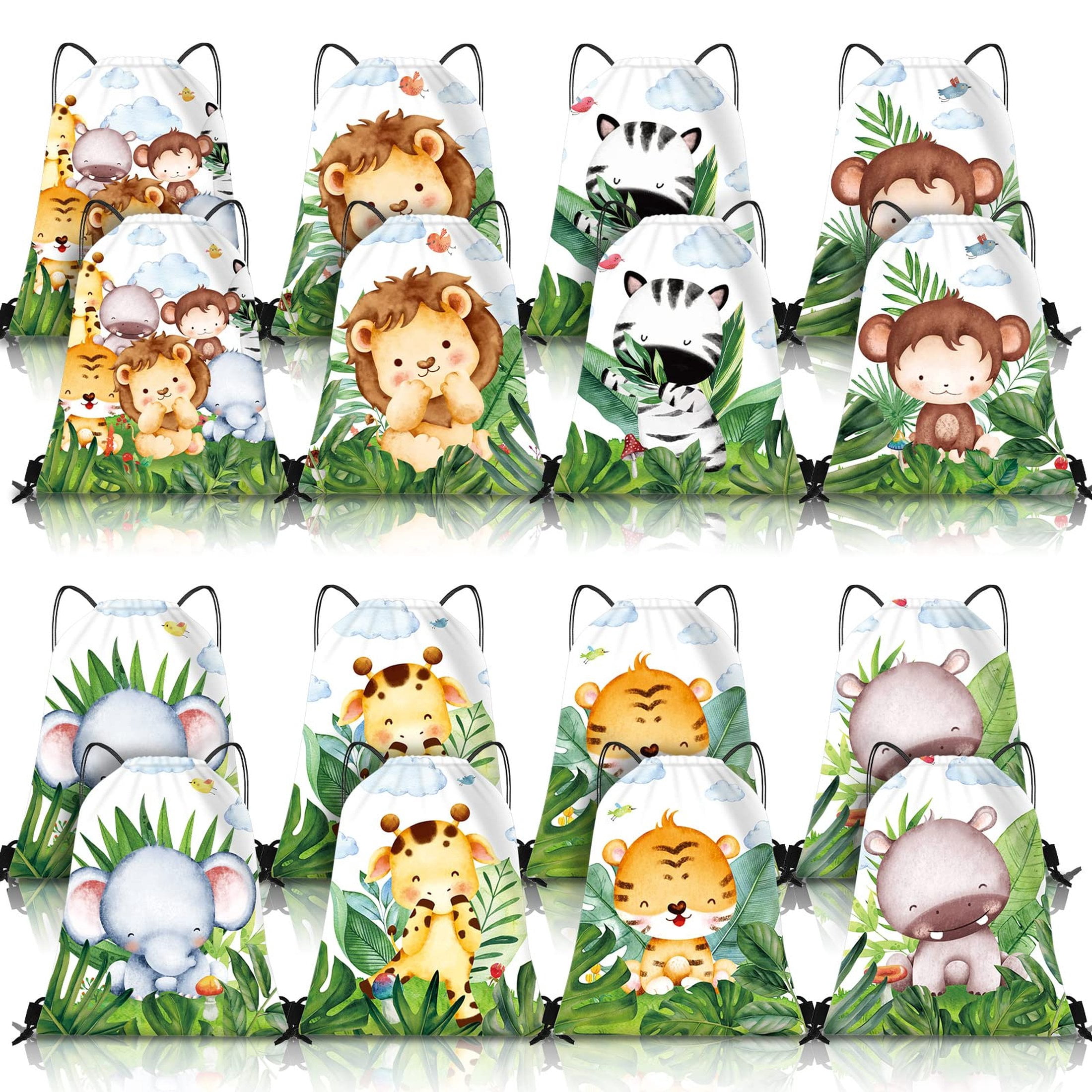 Safari Adventure Goodie Bags Set - 16 Pcs Drawstring Party Favors for ...