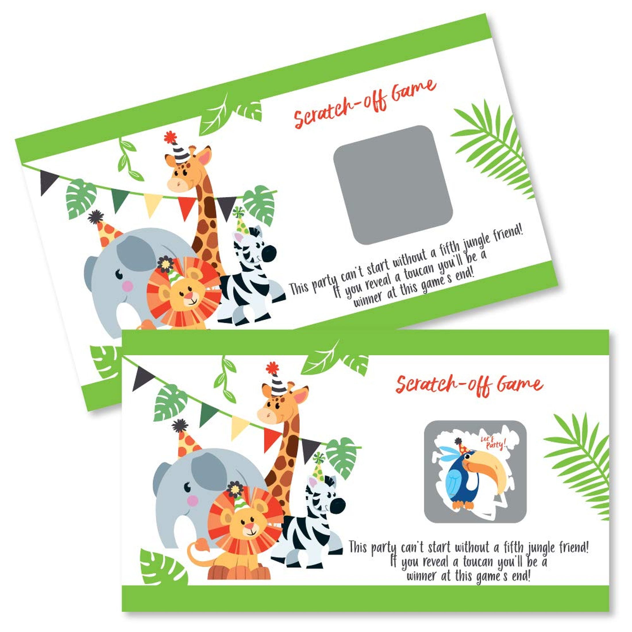 Safari Adventure Scratch-Off Cards for Jungle Party Celebrations - 22 ...