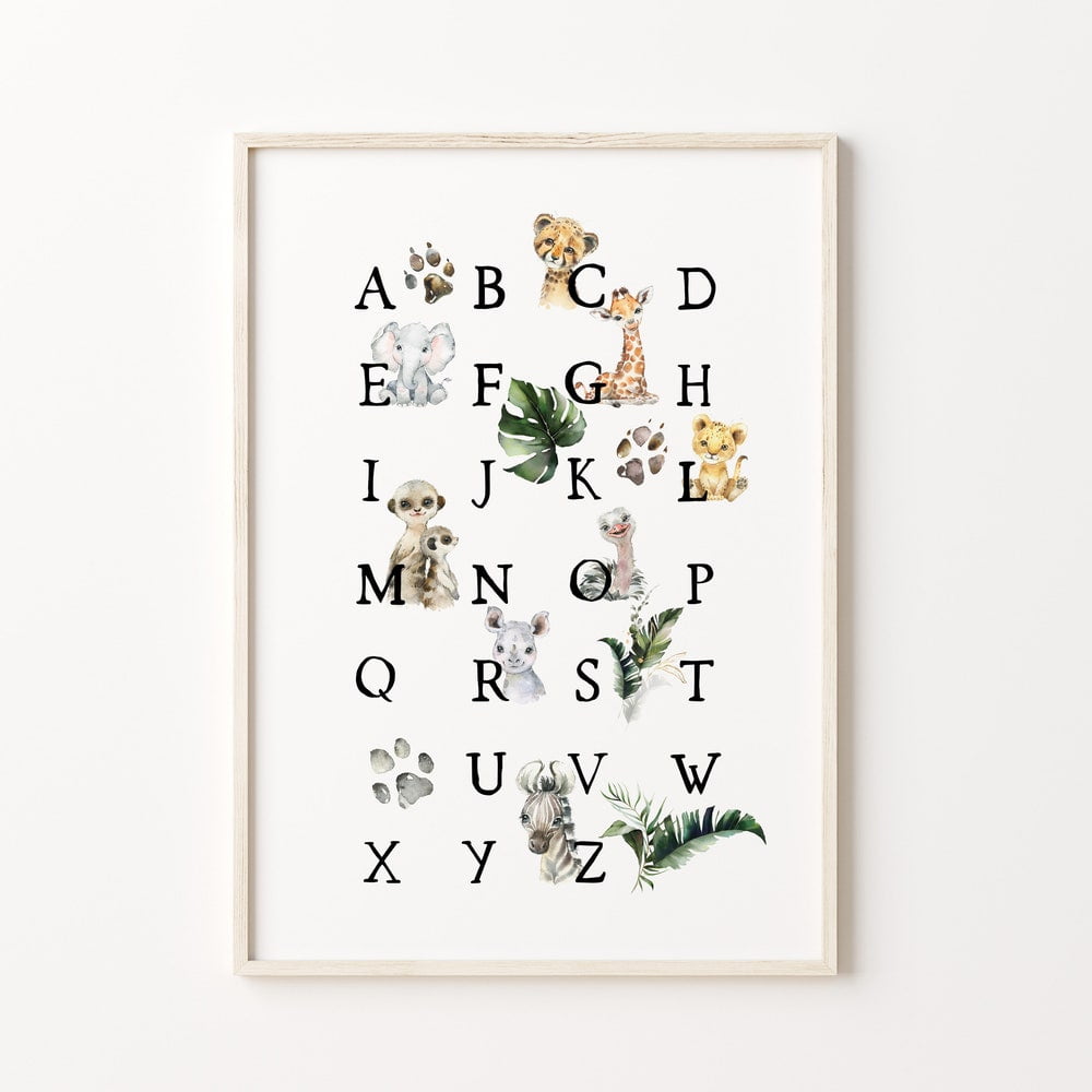 Safari Alphabet Print, Printable Wall Art, Jungle Nursery Print, Baby ...