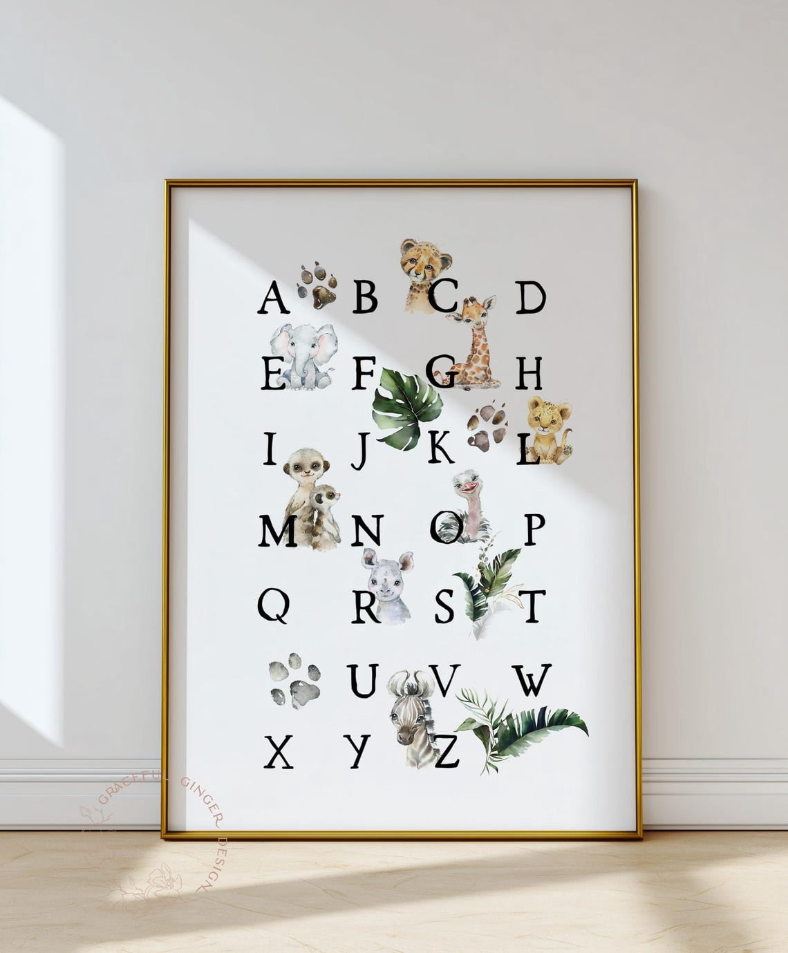 Safari Animal Alphabet Print, Jungle Nursery Decor, Wall Art Home Decor ...