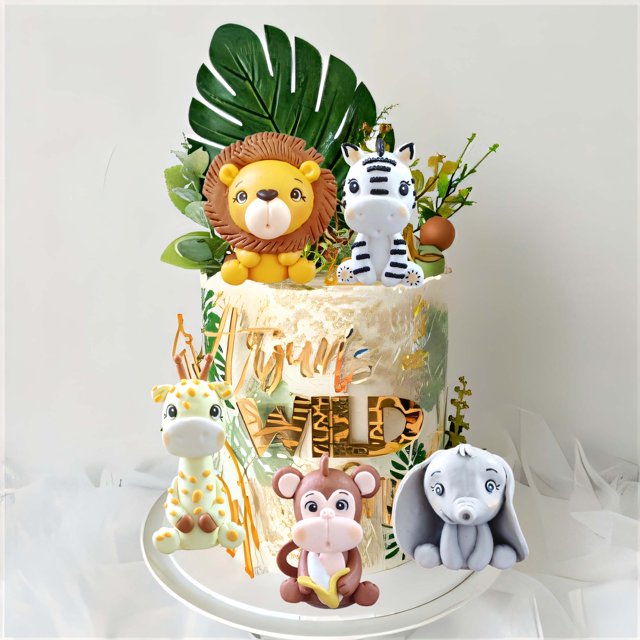 Safari Animal Cake Topper , 5pcs Jungle Wild Cake Toppers with Lion ...