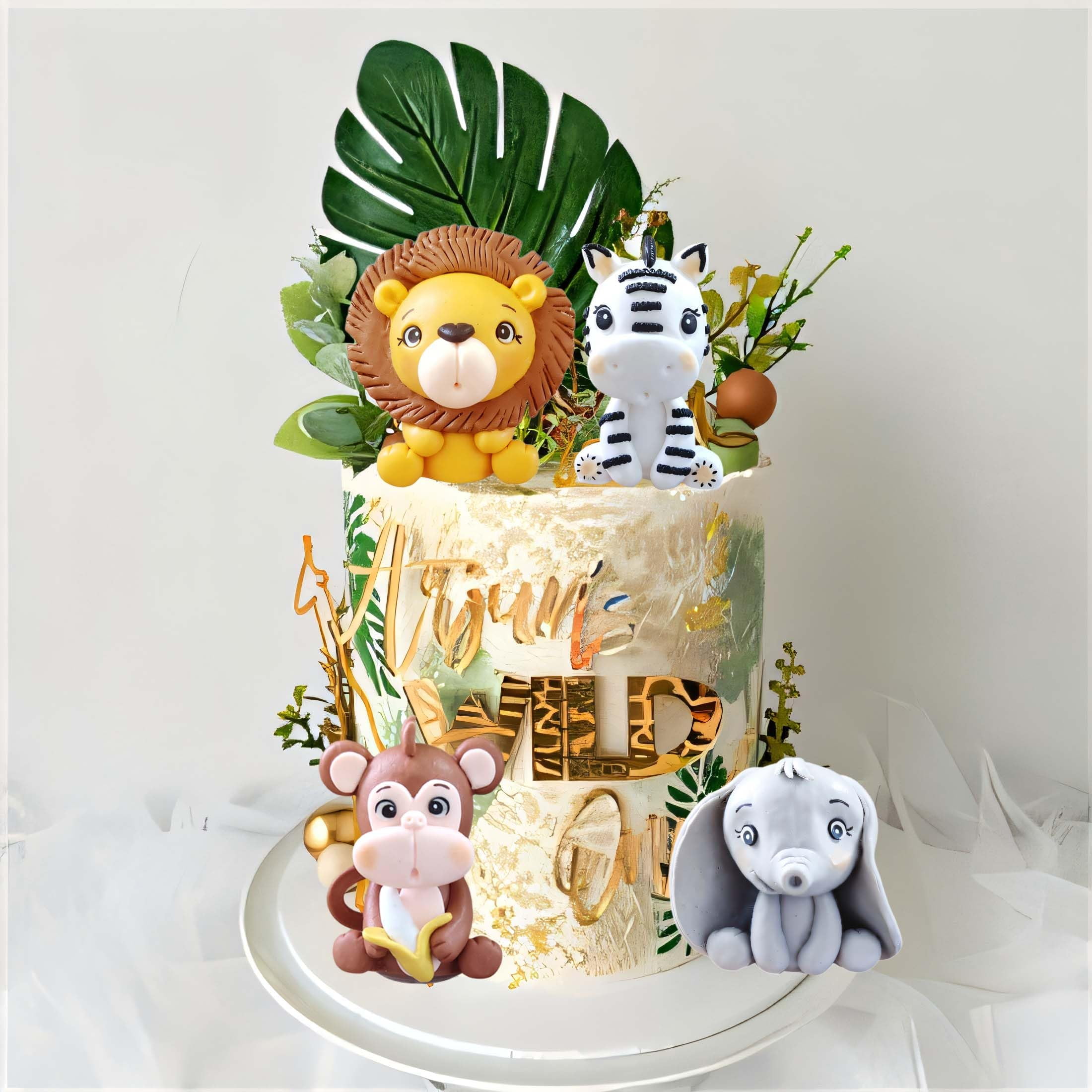 Safari Animal Cake Toppers, STF9 Qoadwem Safari Cake Toppers For Baby ...