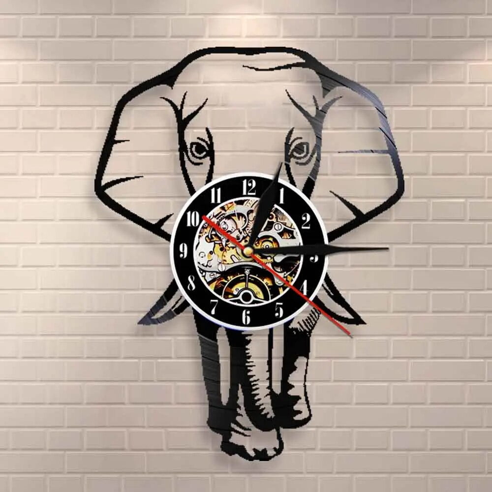 Safari Animal Elephant Vinyl Wall Clock,Vinyl Record Clock Wall Art ...
