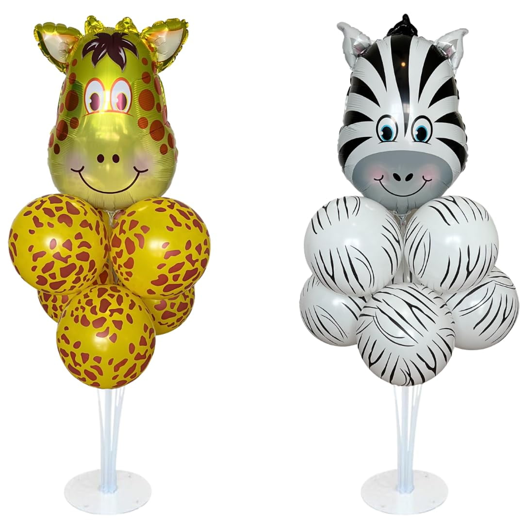 Safari Animal Print Balloon Stand Kit | Jungle Theme Centerpiece Decorations for Zoo Theme Party ...