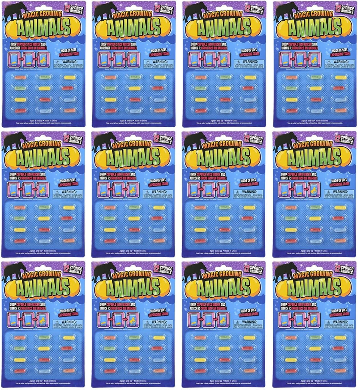 Safari Animal Sponges - 12 Packs of 12 Capsules Each (144 Capsules ...