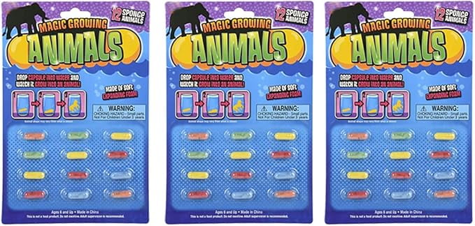 Safari Animal Sponges - 3 Packs of 12 Capsules Each (36 Capsules ...