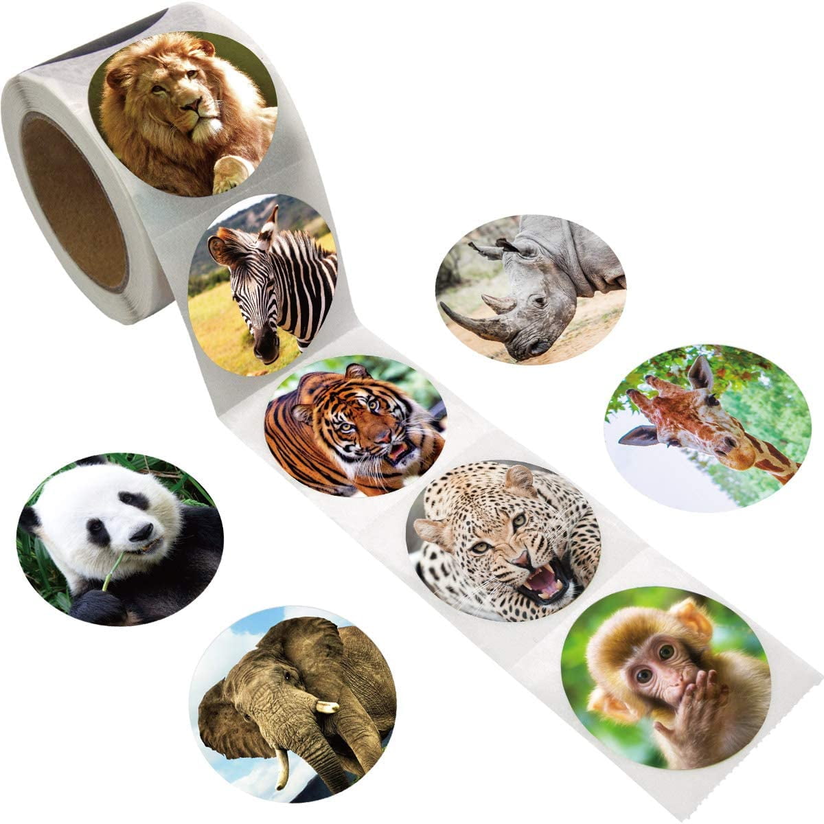 Safari Animal Stickers - 200 lifelike Jungle Creatures per Roll for ...