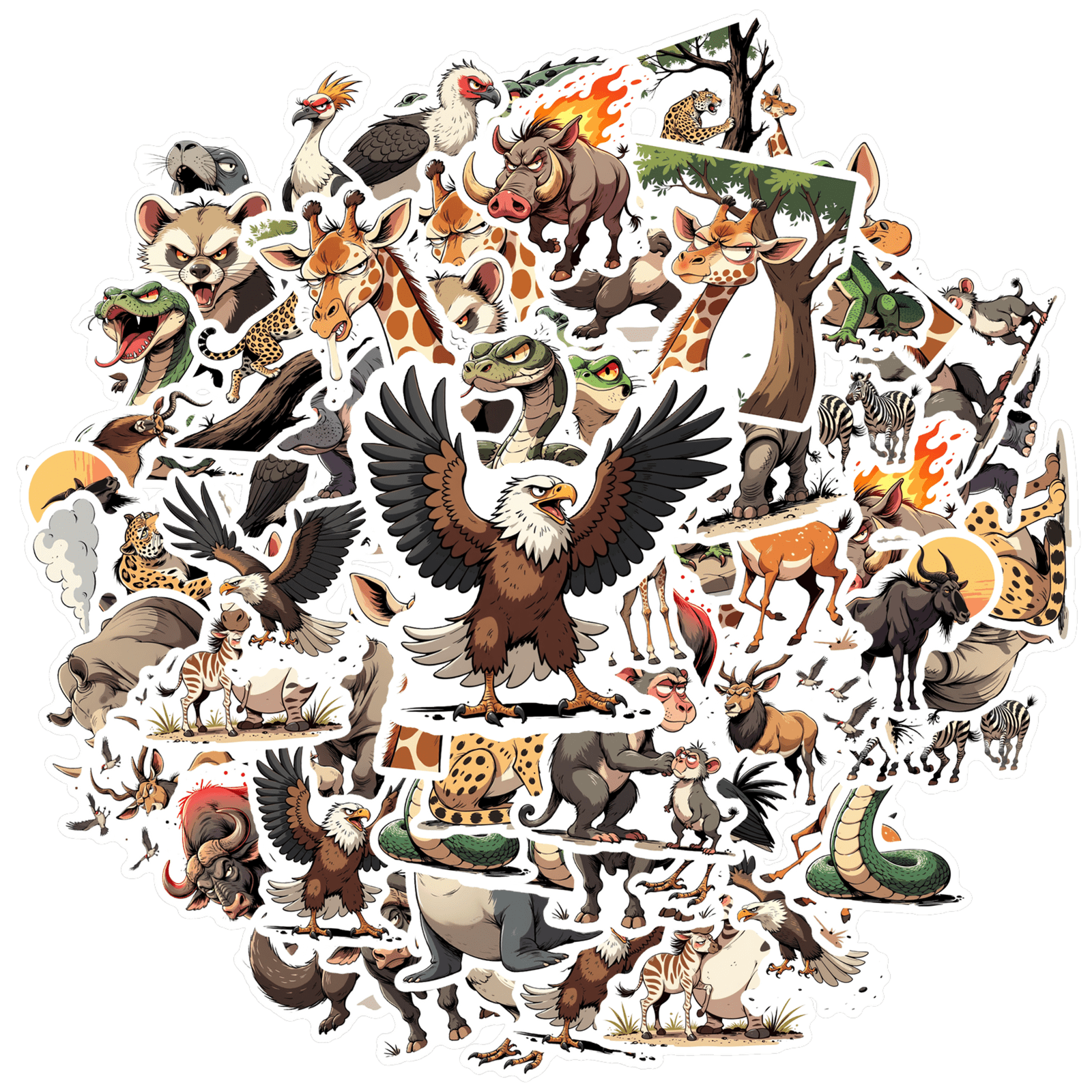 Safari Animal Stickers Wildlife Funny Stickers Cute Stickers for ...