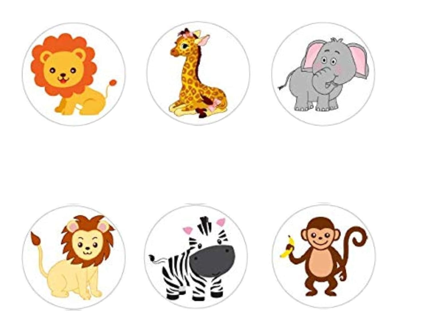 Safari Animals Edible Icing Image Cupcake Cookie Decorations (2 Inch ...