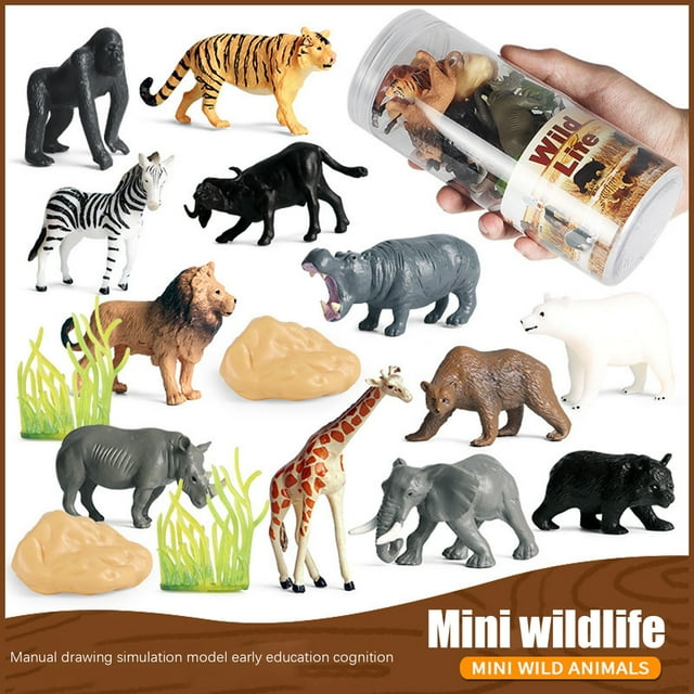 Safari Animals Figures Toys, Realistic Wild Zoo Animals Figurines ...