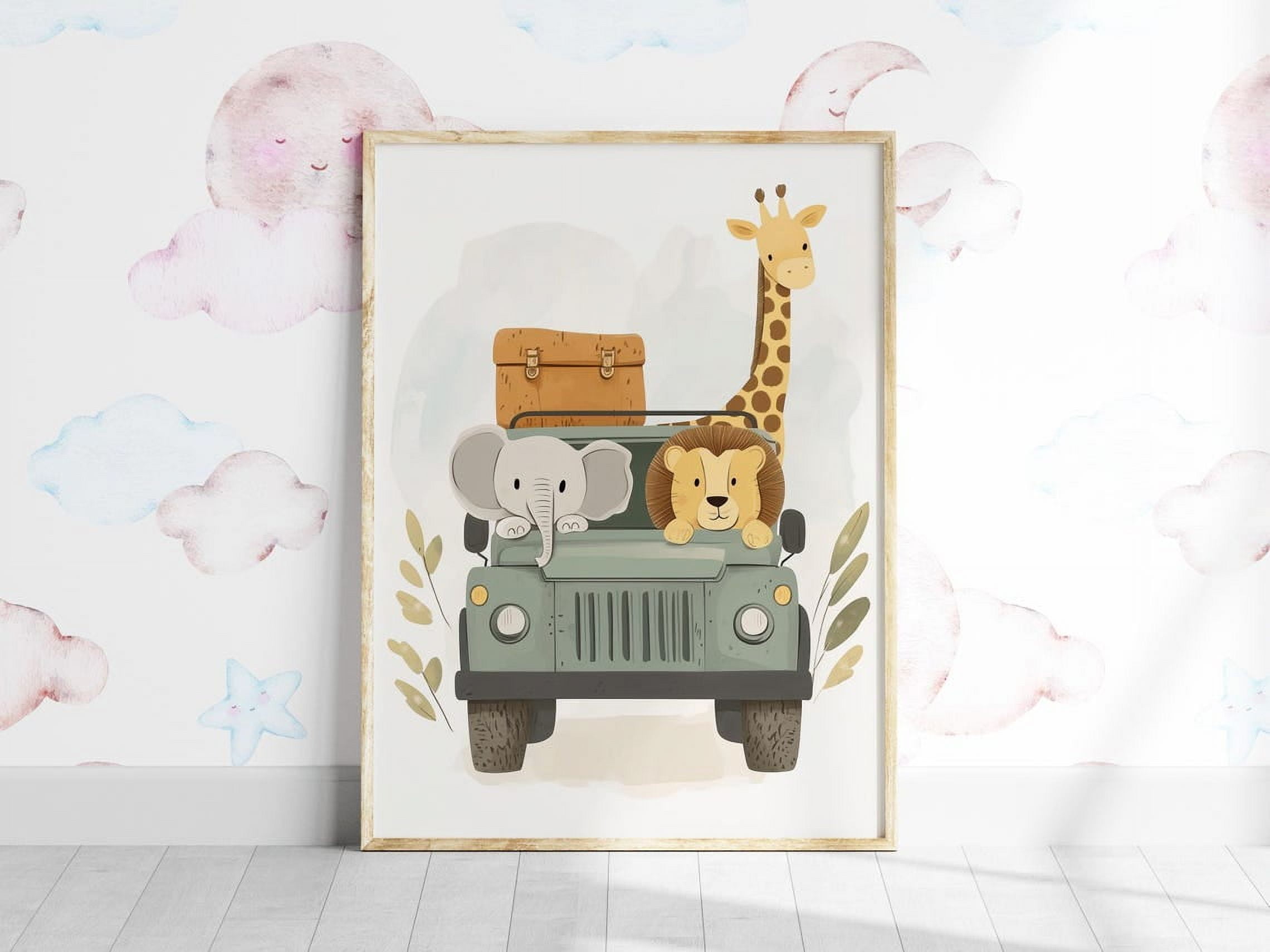 Safari Animals Kids Wall Art, Funny Animals Decor, Nursery Elephant ...