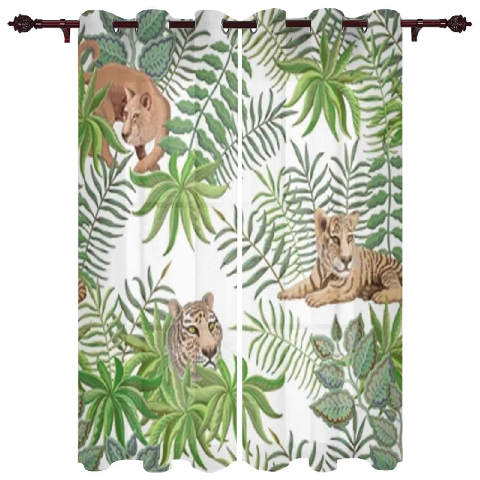 Safari Animals Lion And Tiger Window Curtain For Kids Room Home Blinds ...