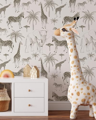 Safari Animals Peel and Stick Wallpaper | Removable Africa Animals Kids ...