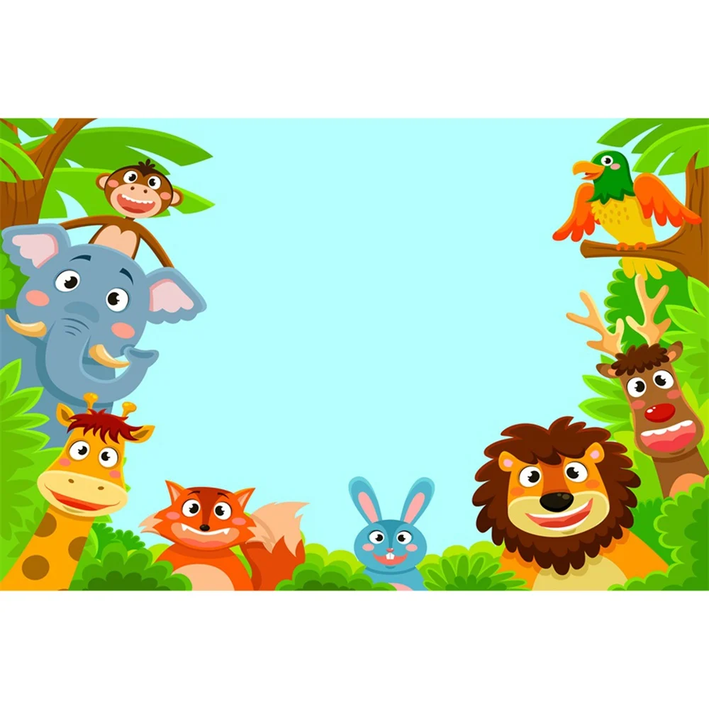 Safari Animals Photography Backdrop Jungle Forest Baby Birthday Party ...