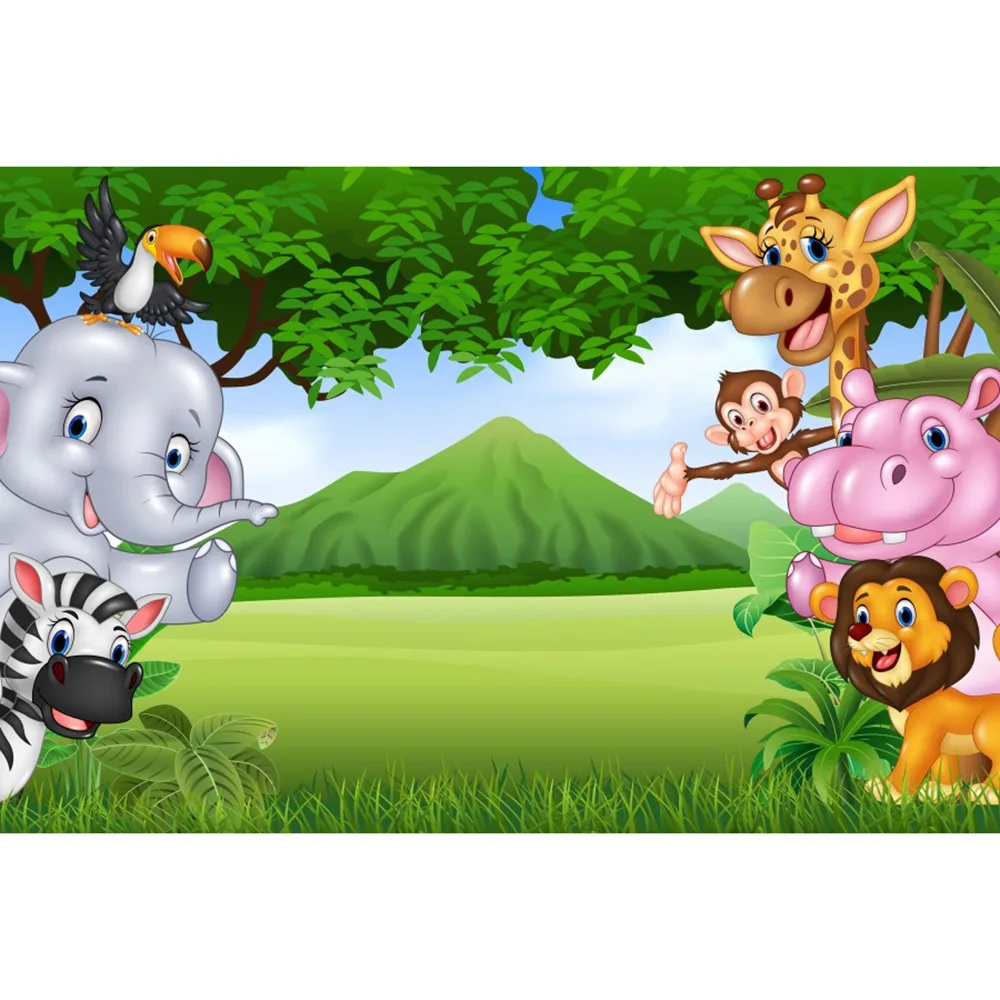 Safari Animals Photography Backdrop Jungle Forest Baby Birthday Party ...
