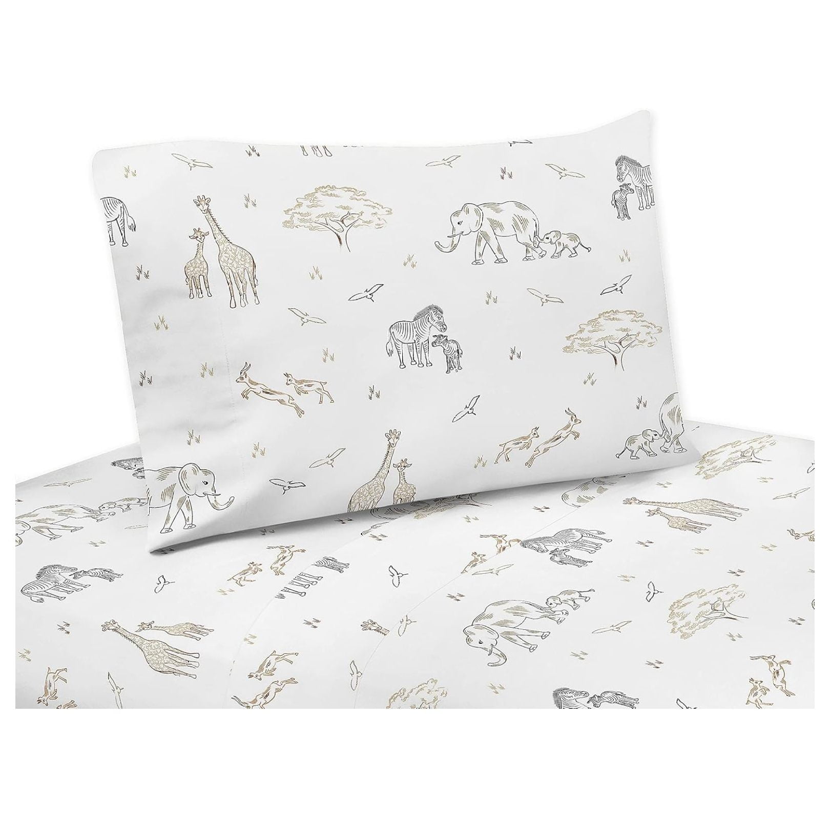 Safari Animals Twin Sheet Set Tan Beige Brown Taupe Black and White ...